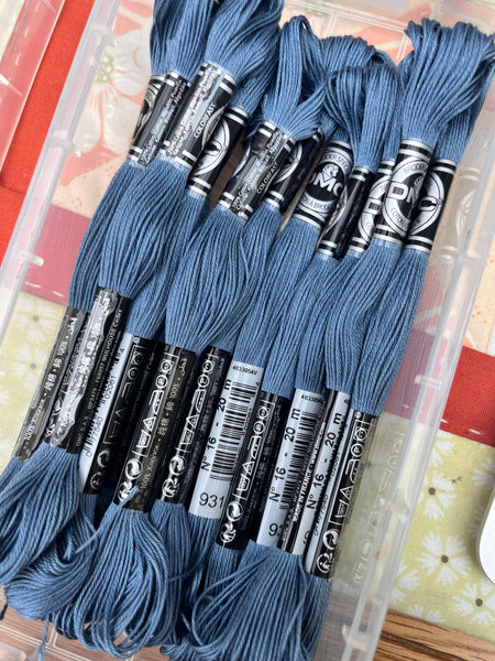 DMC Coton a Broder 931 Deep Blue 23m Quilting Embroidery Sewing Thread ...