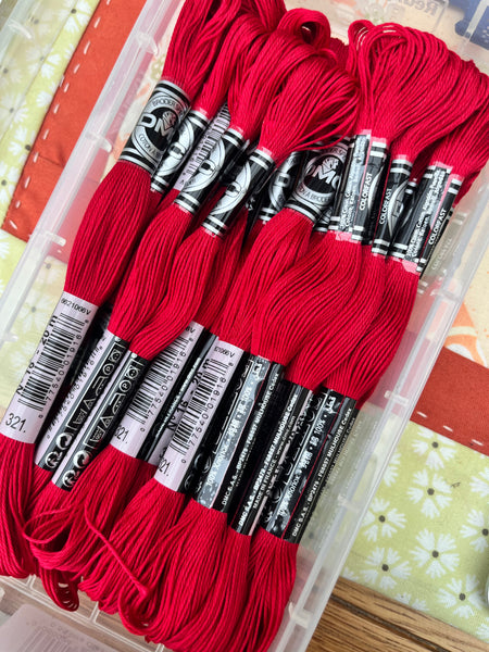 DMC Coton a Broder 321 Pillar Box Red 23m Quilting Embroidery Sewing T ...